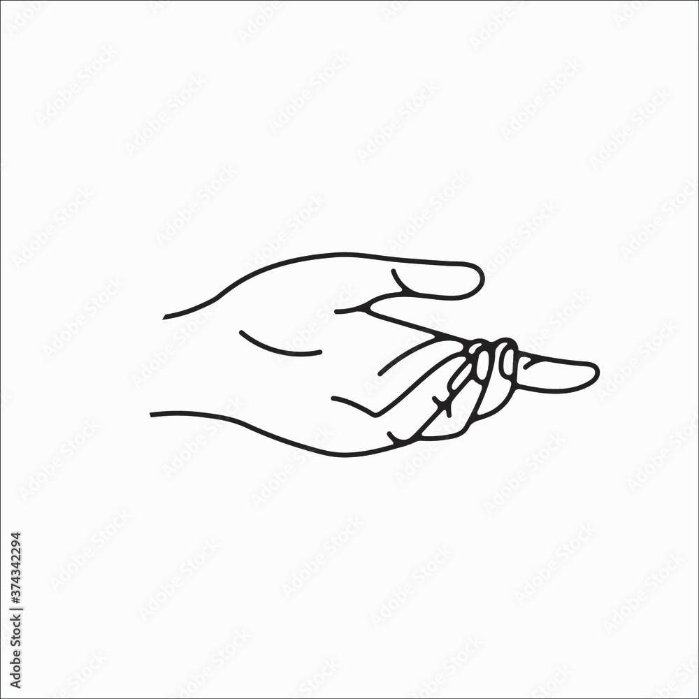 hand drawn hand icons in simple minimalistic line art style. logo ...
