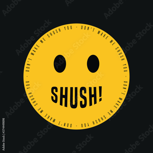 shush! emoji t shirt graphic design. Stock Vector | Adobe Stock
