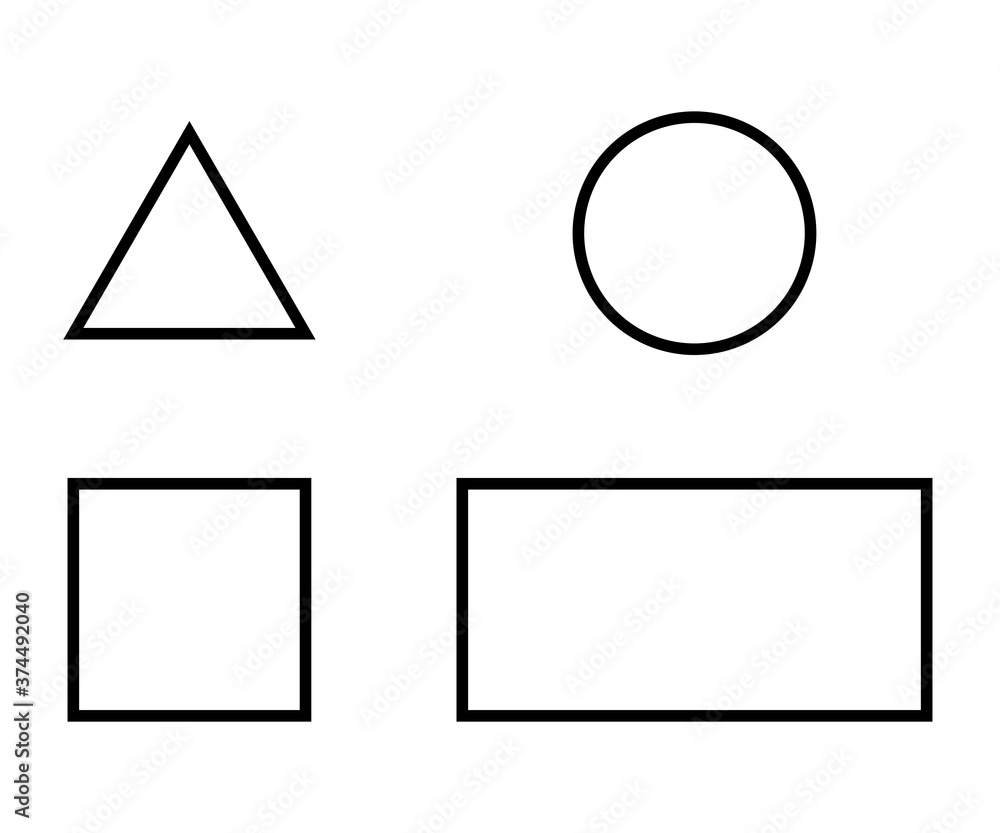 Geometric shape square, circle, triangle and rectangle icon. Vector ...