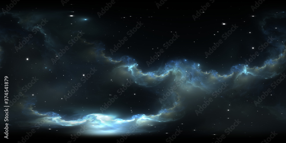 360 degree space nebula panorama, equirectangular projection ...