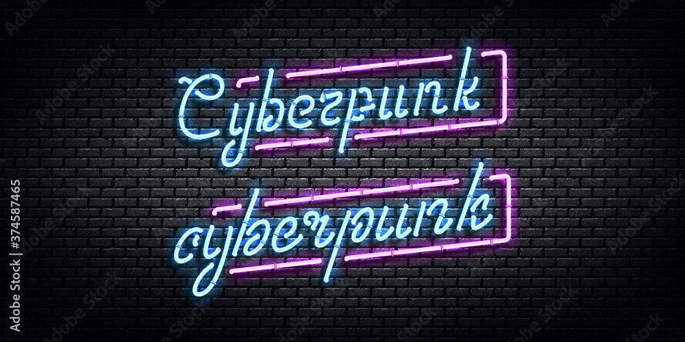 Vector realistic isolated neon sign of Cyberpunk logo for decoration ...
