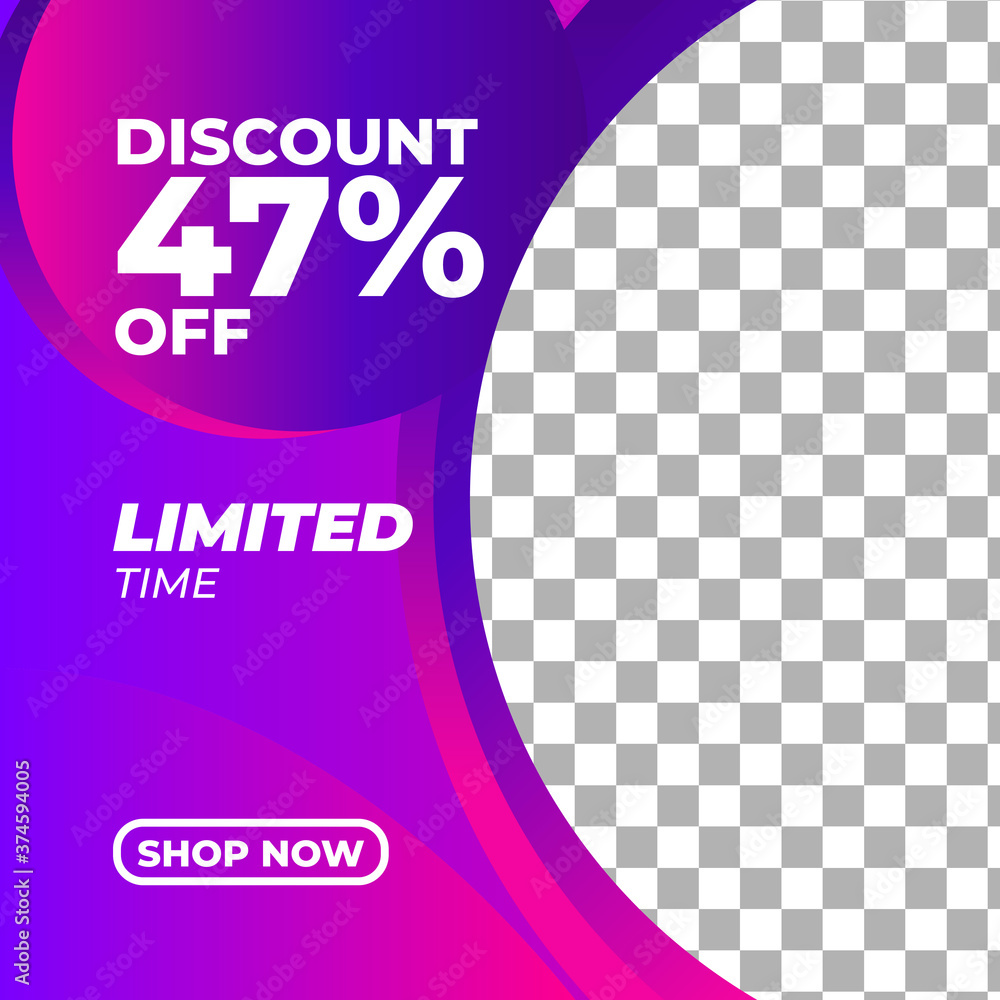 Square banner template business. Pink and purple background color ...