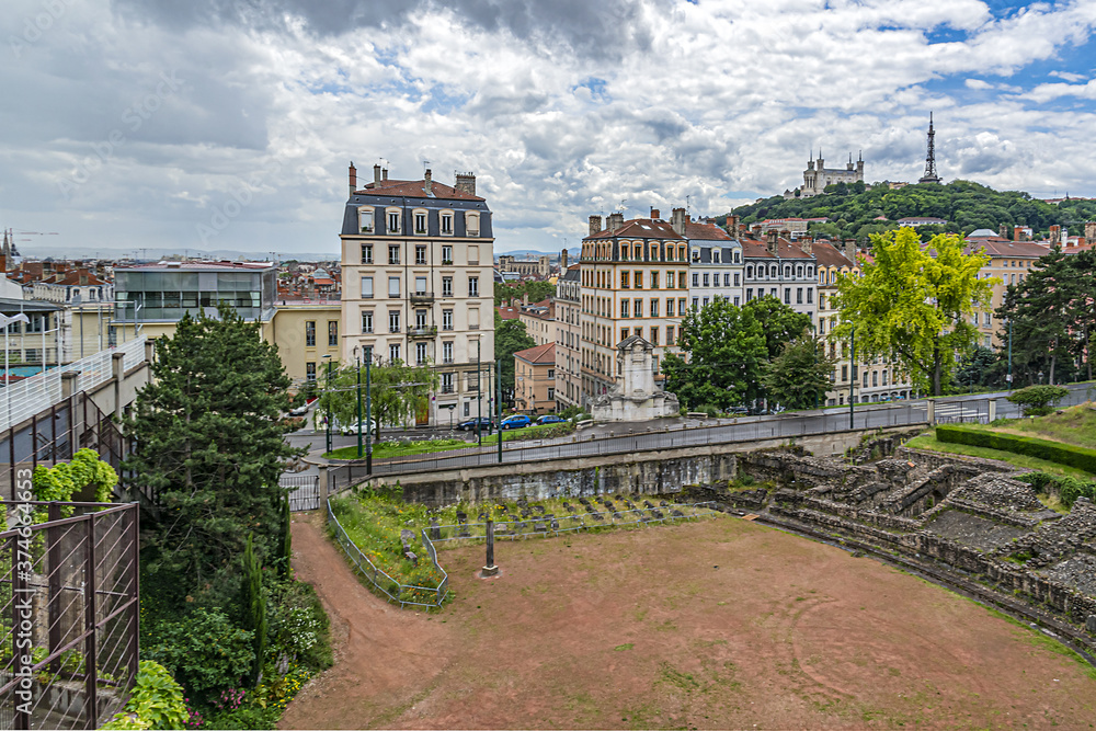 Roman Amphitheater of the Trois Gaules on the Croix-Rousse Hill built ...