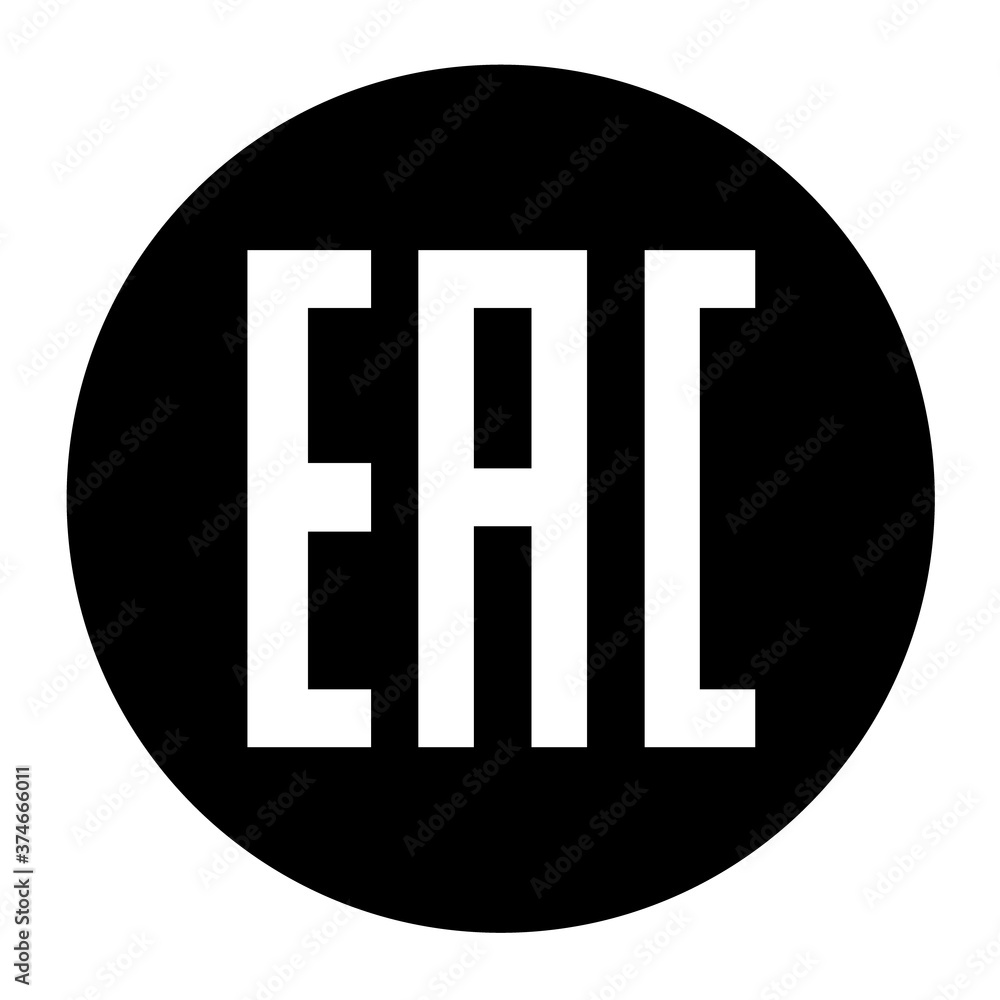 EAC sign, single icon product mark package. Euroasion symbol isolated ...