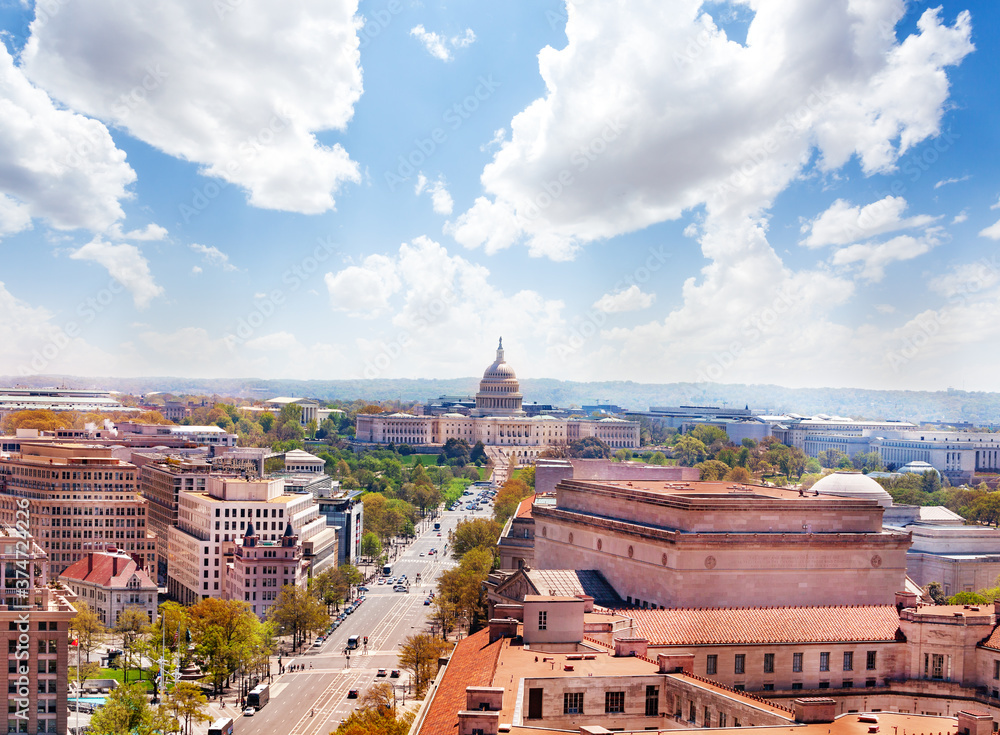 Pennsylvania Avenue and United States Capitol Building towards USA ...