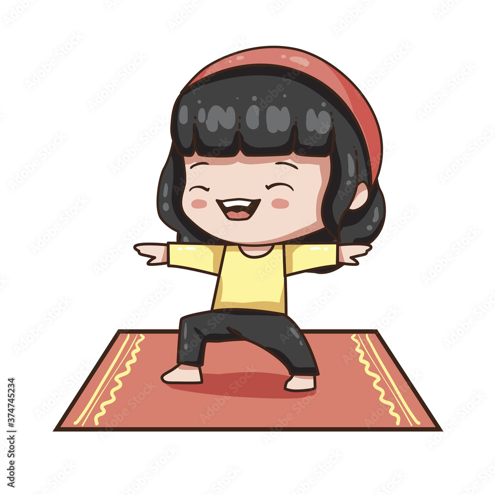 Vector illustration of cute chibi character isolated on white ...