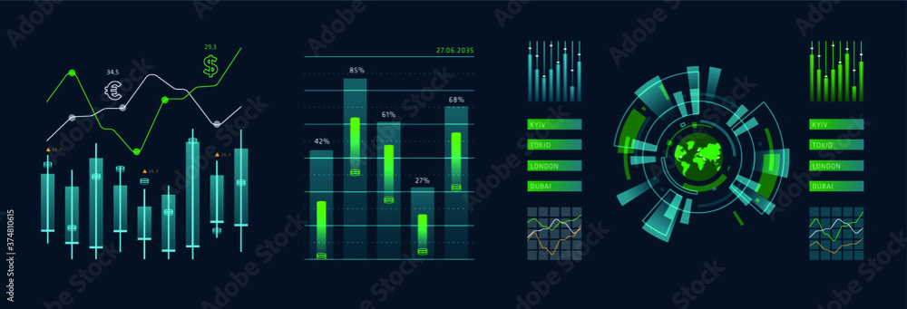 Image vectorielle Stock Infographic dashboard template with charts ...