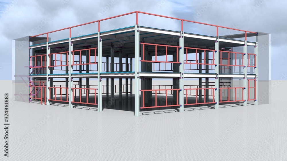 The frame of the building structure is made using Building Information ...