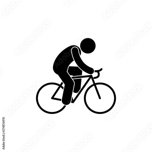 cyclist icon, isolated pictogram man rides, bike sign, stick figure ...