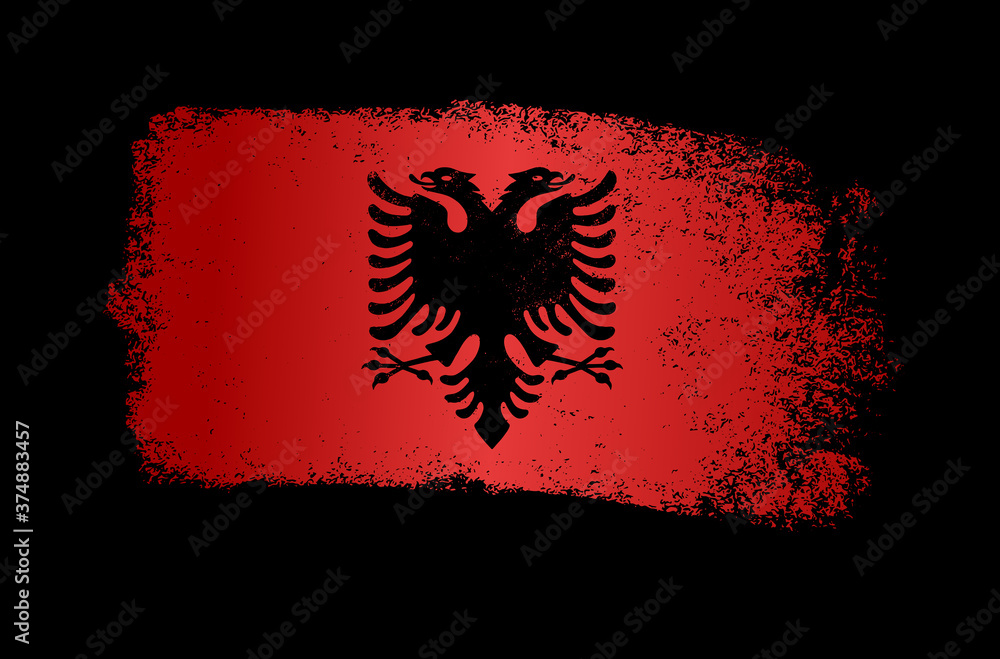 Albanian flag with brush paint textured, background, Symbols of ...
