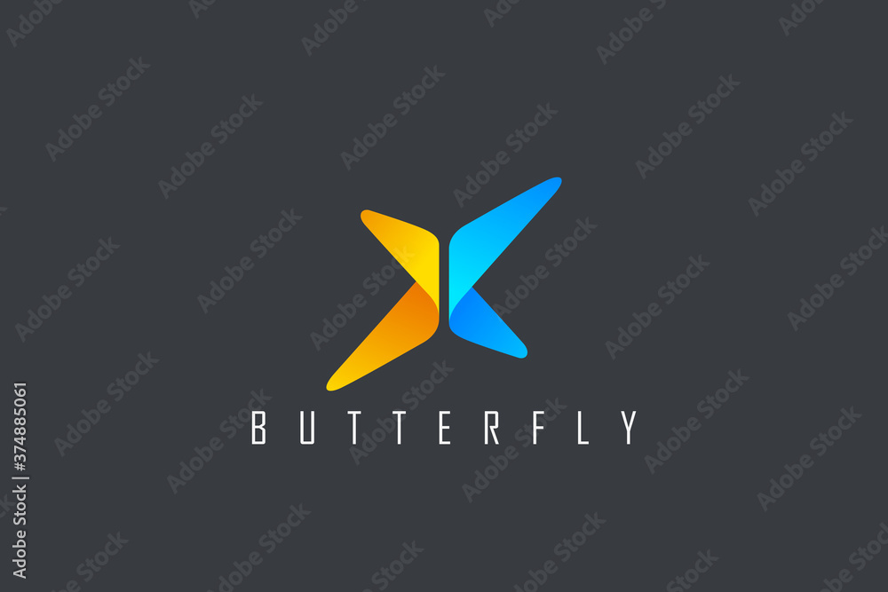 Butterfly Logo abstract geometric design vector template. Letter X ...