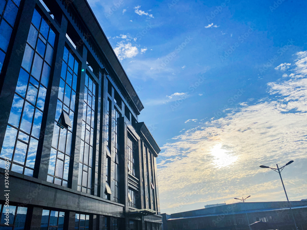 An enterprise's infrastructure construction site, under the background ...