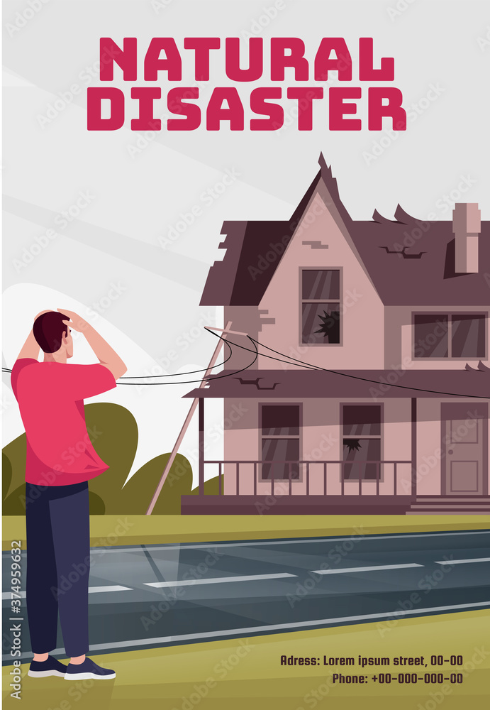 Natural disaster social media post mockup. Advertising web banner ...