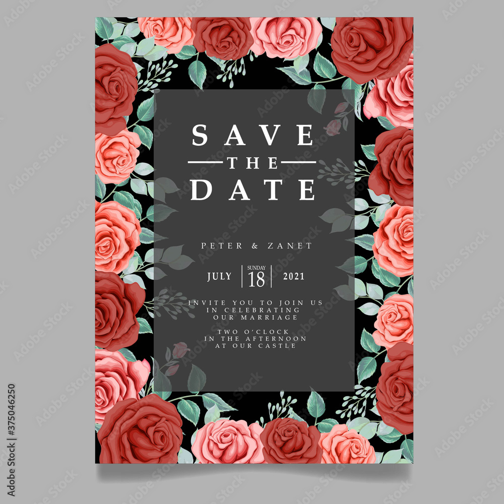 beautiful floral wedding event invitation card editable template Stock ...