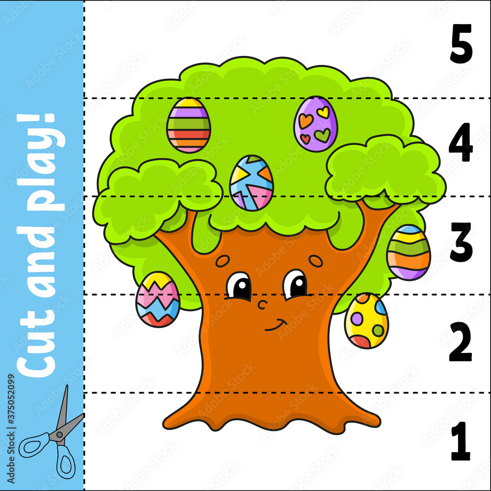 Learning numbers 1-5. Cut and play. Education worksheet. Game for kids ...