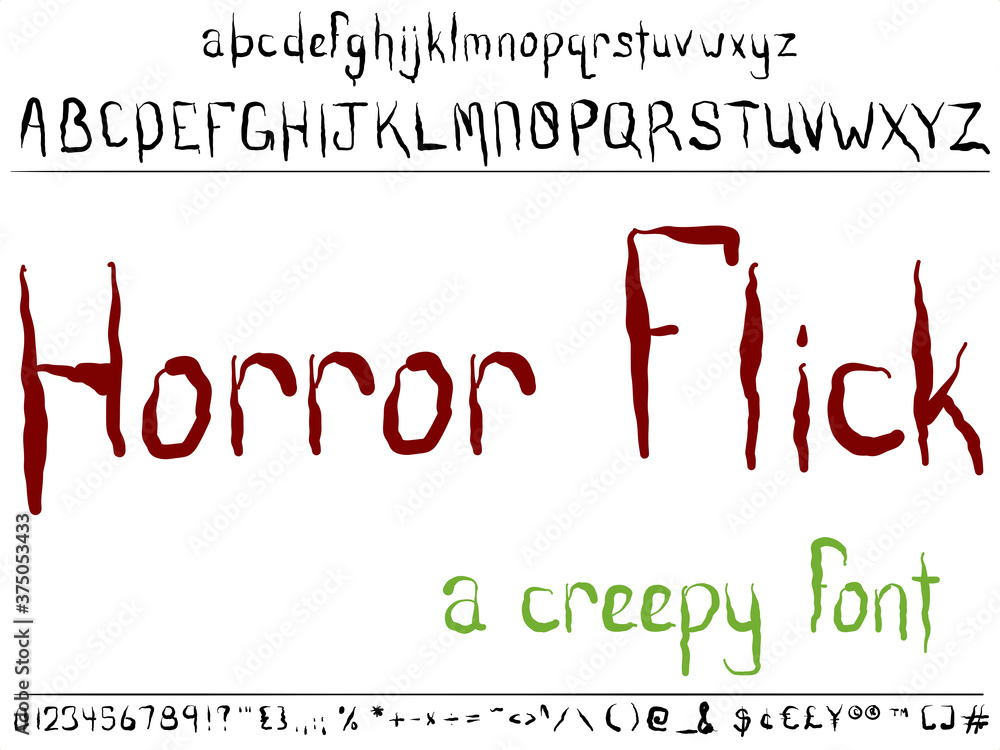 Hand drawn font. Letters look like blood dripping. Perfect for a Horror ...