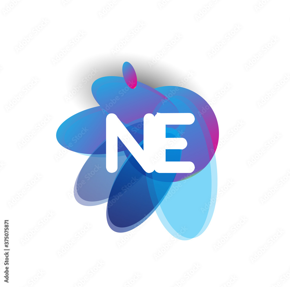 Vector de Stock Letter NE logo with colorful splash background, letter ...