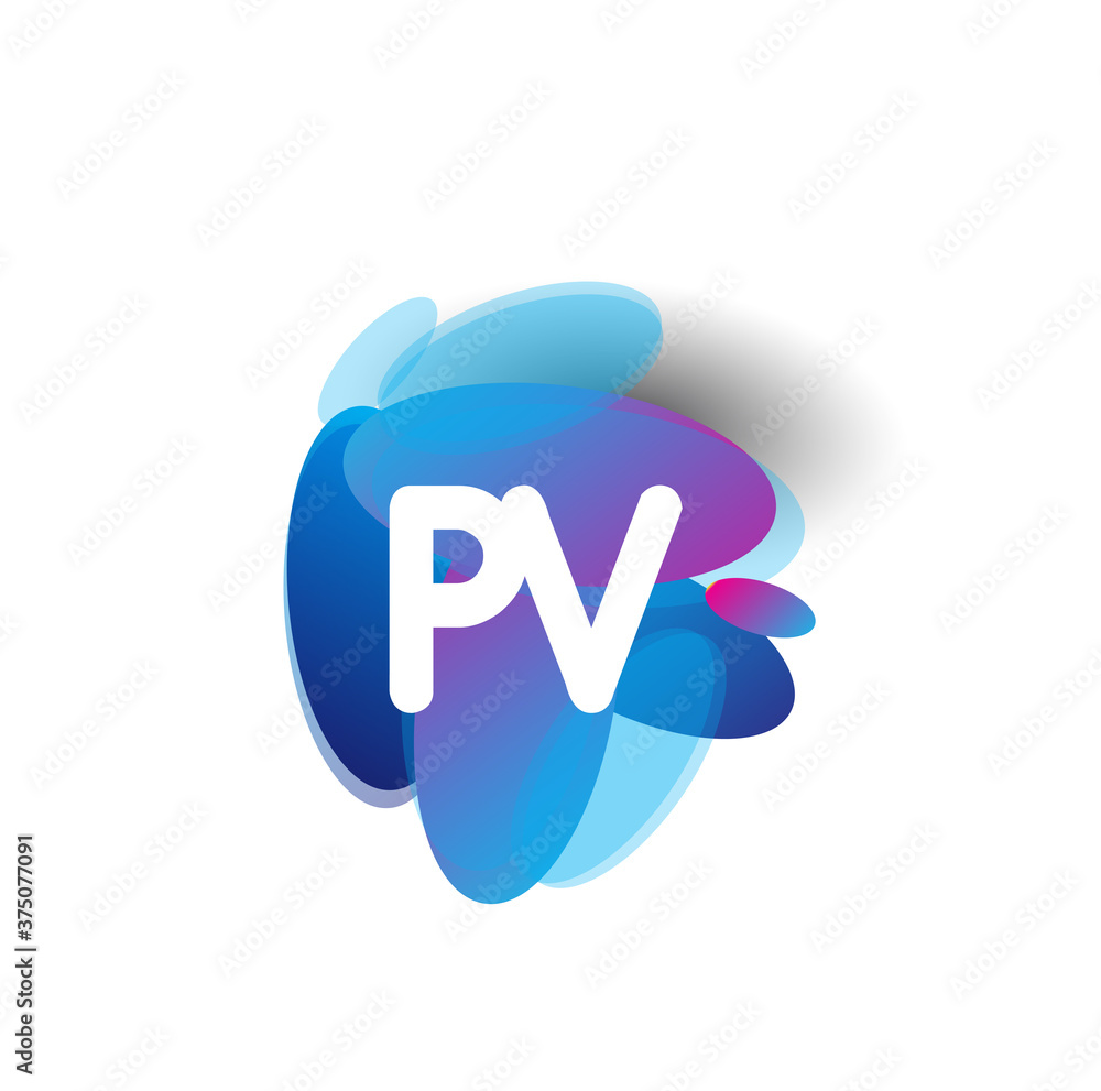 Letter PV logo with colorful splash background, letter combination logo ...