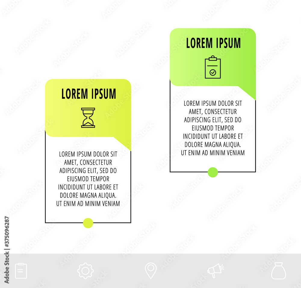 Line vector infographic design with 2 dialogs, icons. Template used for ...