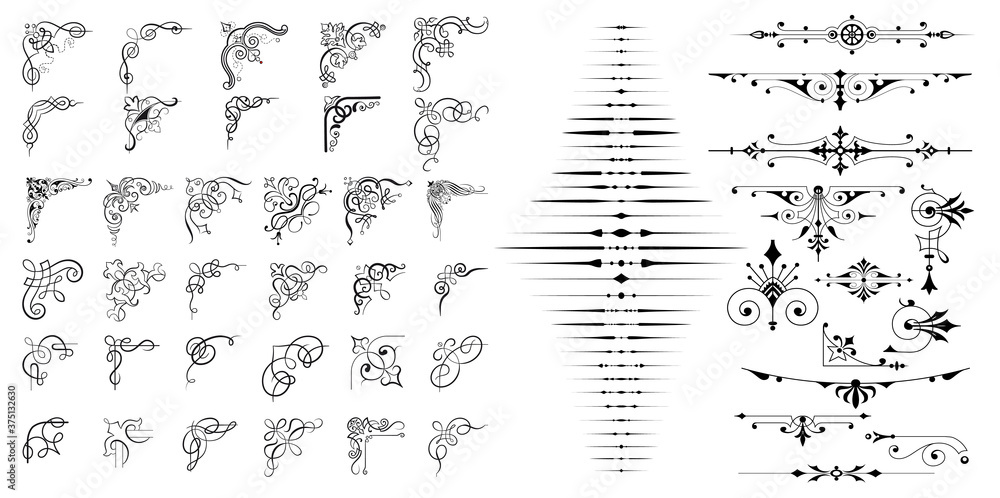 Vintage Design elements with corners and ornaments Stock Vector | Adobe ...