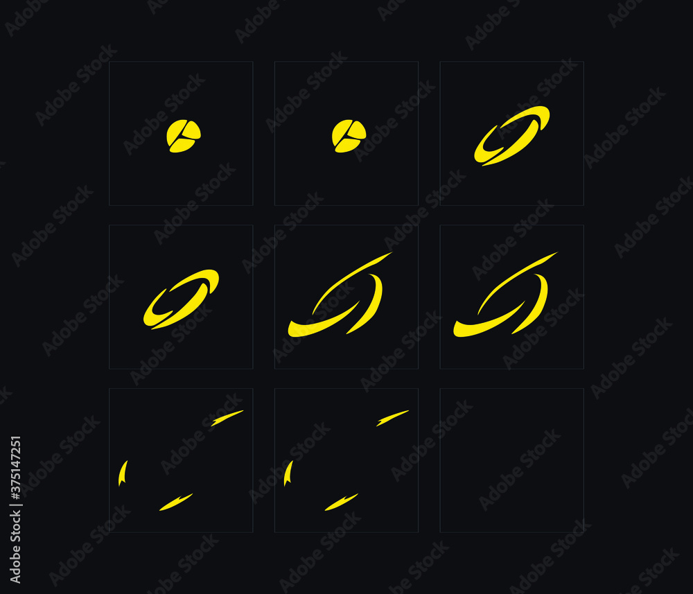 Impacts explosion effect. Shine animation sprites sheet for games ...