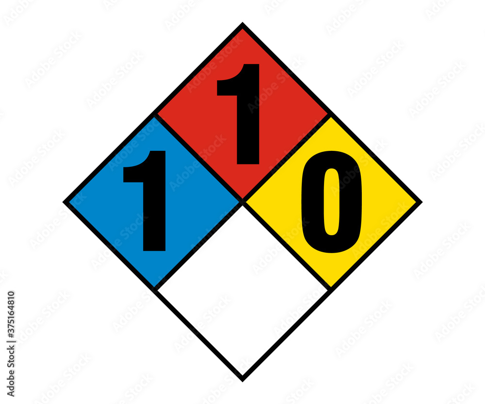 NFPA Diamond 1-1-0, Chemical safety sign vector, NFPA Diamonds sign ...