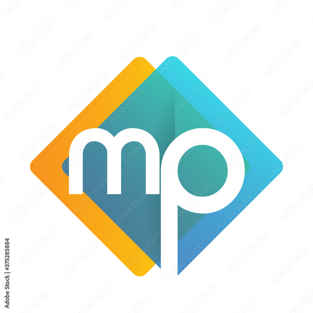 Letter MP logo with colorful geometric shape, letter combination logo ...
