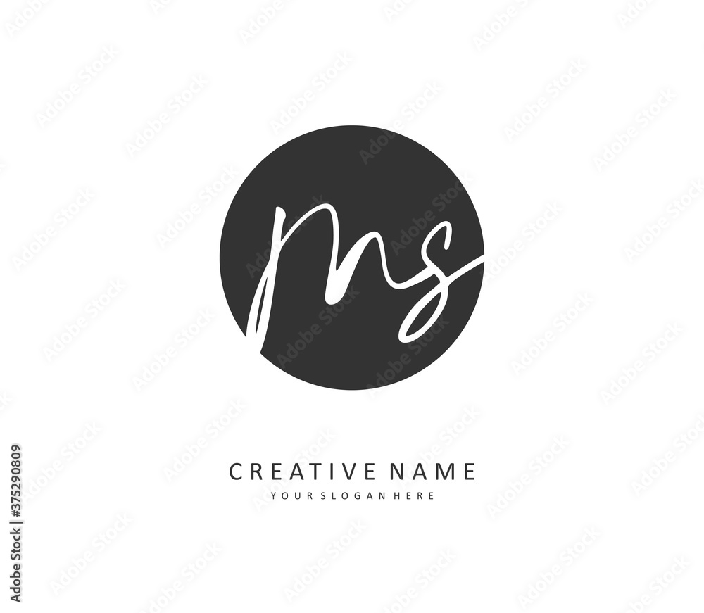 M S MS Initial letter handwriting and signature logo. A concept ...