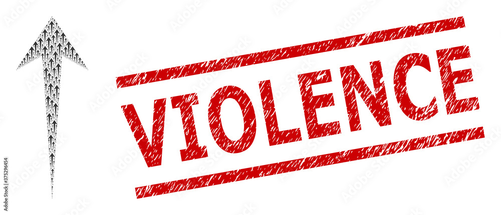 Recursive combination arrow up and Violence dirty stamp seal. Vector ...