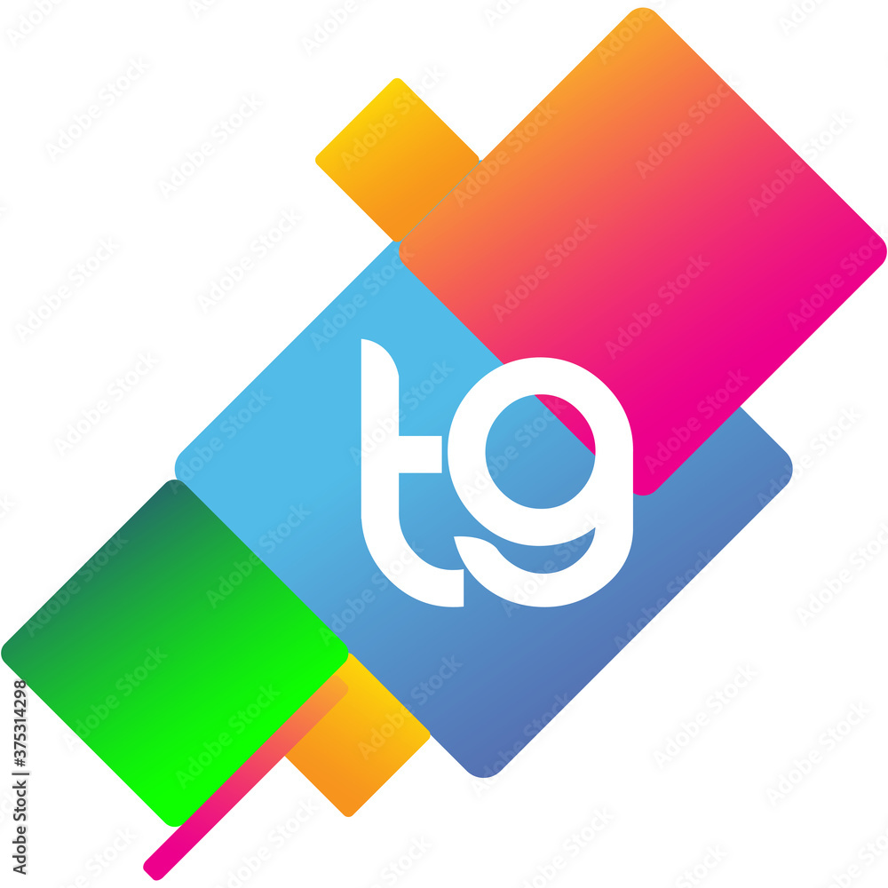 Letter TG logo with colorful geometric shape, letter combination logo ...