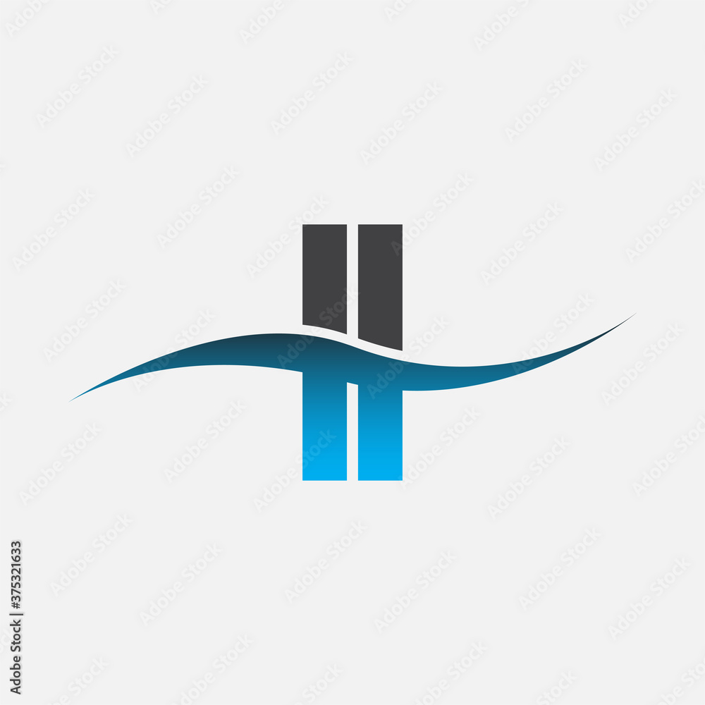 initial letter logo II company name blue and grey color swoosh design ...