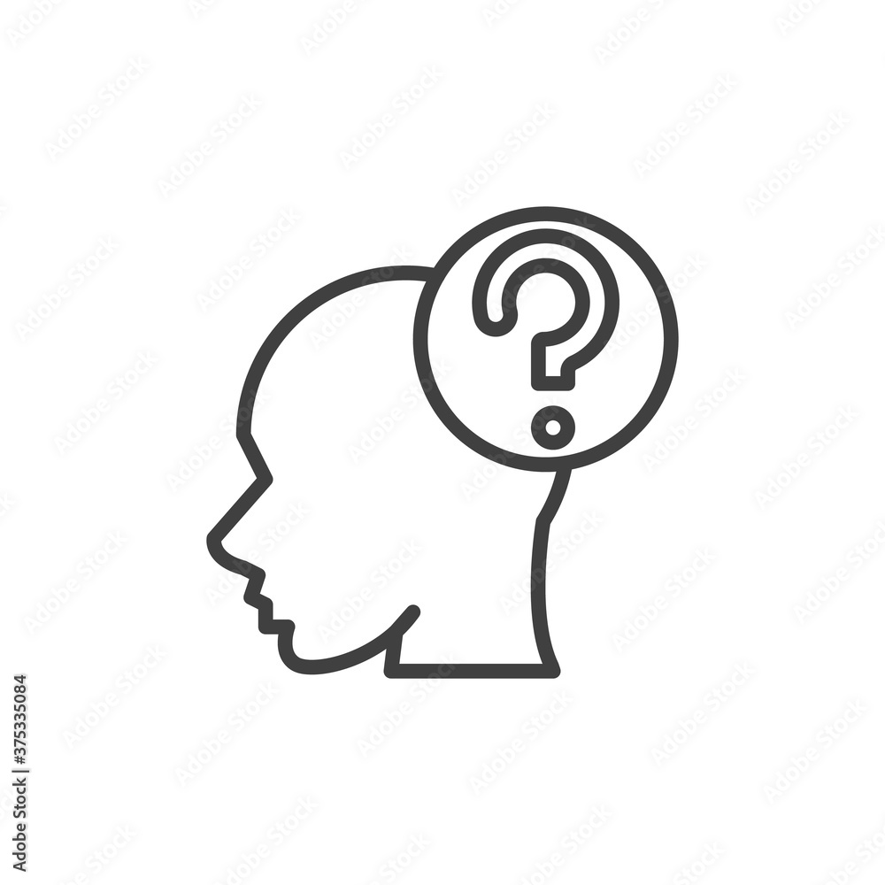 Thinking head line icon. linear style sign for mobile concept and web ...