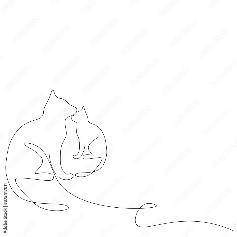 Cat animal line drawing, vector illustration Stock Vector | Adobe Stock