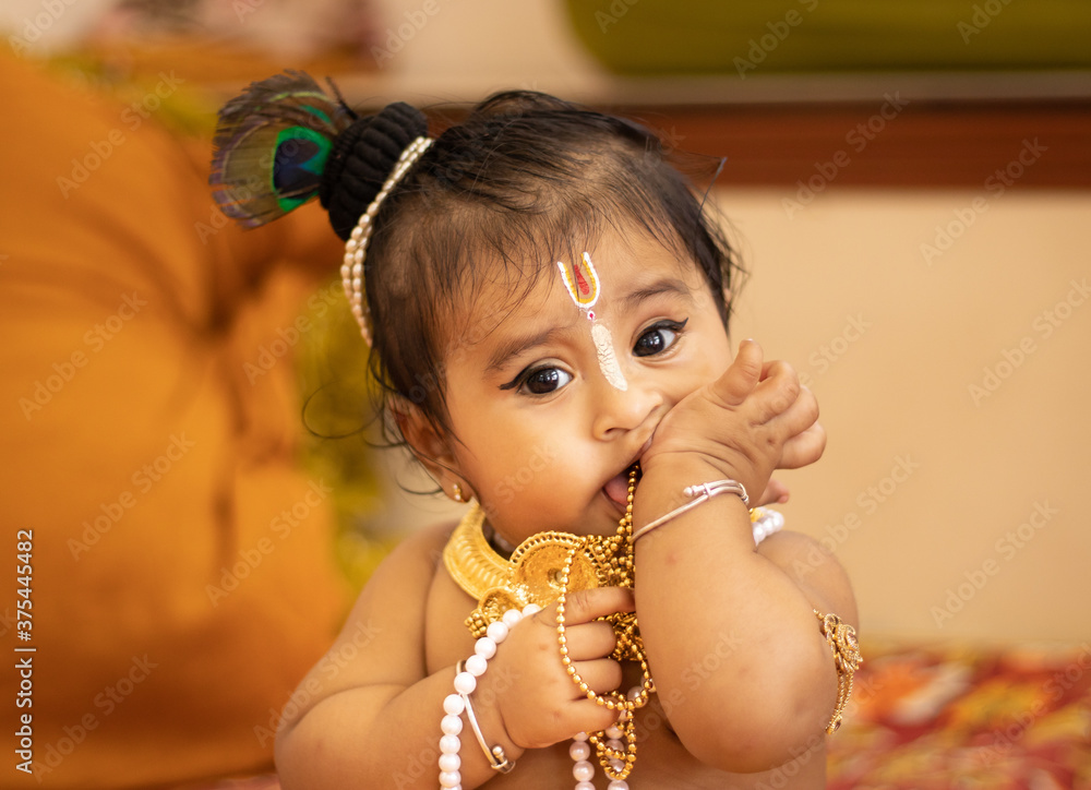 Cute baby dressed up like lord krishna/gopal in the occasion of ...