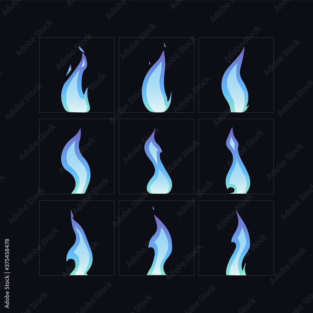 Fire explosion animation effect. Flame sprites sheet for torch ...