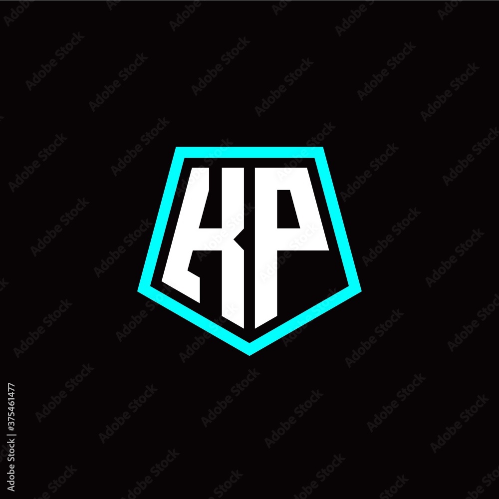 Initial K P letter with polygon modern style logo template vector Stock ...