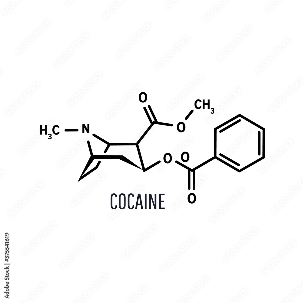 Cocain, coke structural chemical formula on white background Stock ...
