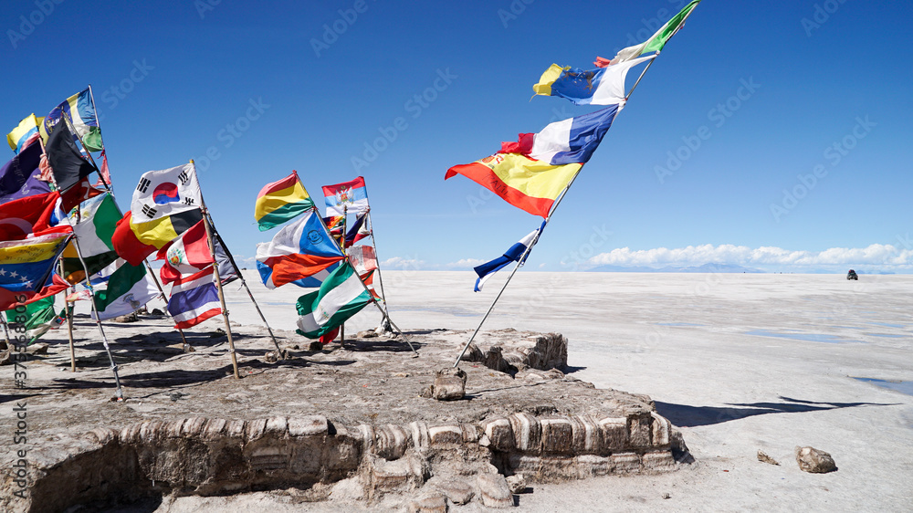 flags from around the world in Salar de Uyuni (Uyuni Salt Flats) in ...