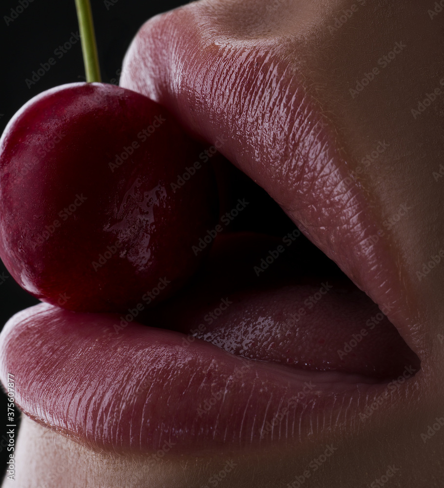 Sexy woman lips. Close up female mouth and sensual lips with secrets ...