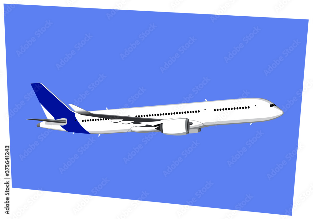 Airbus A350-800. Modern airliner. Commercial jet plane in blue sky ...