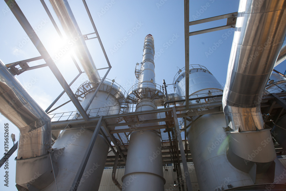 Sulphuric acid plant. Furnace for sulfur burning, tubes for sulphur ...