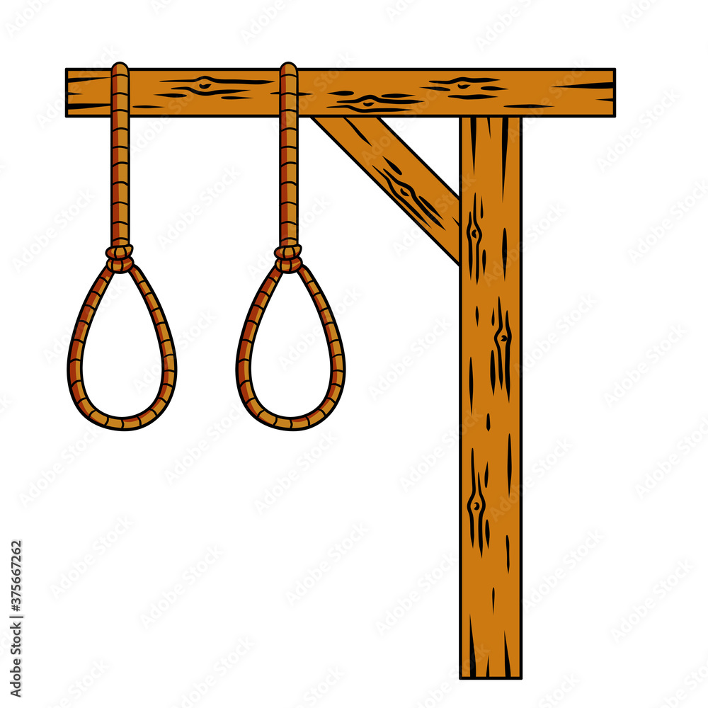 Stock-Vektorgrafik „Gallows. Wooden structure for execution. Rope with ...