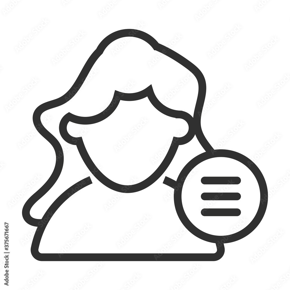 Female user profile or account menu line art icon for apps and websites ...