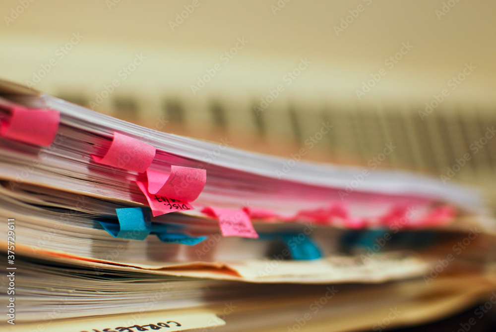 paper flags mark pages of documents Stock Photo | Adobe Stock