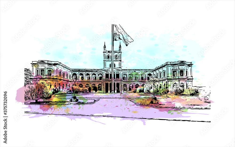 Building view with landmark of Asuncion is the capital city of Paraguay ...