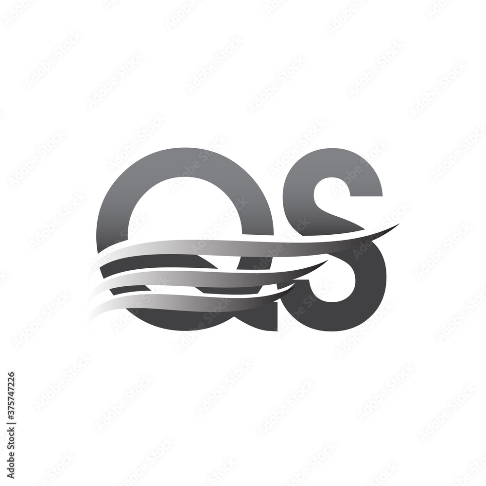 Initial QS wing logo, grey color vector logotype, logo for company name ...