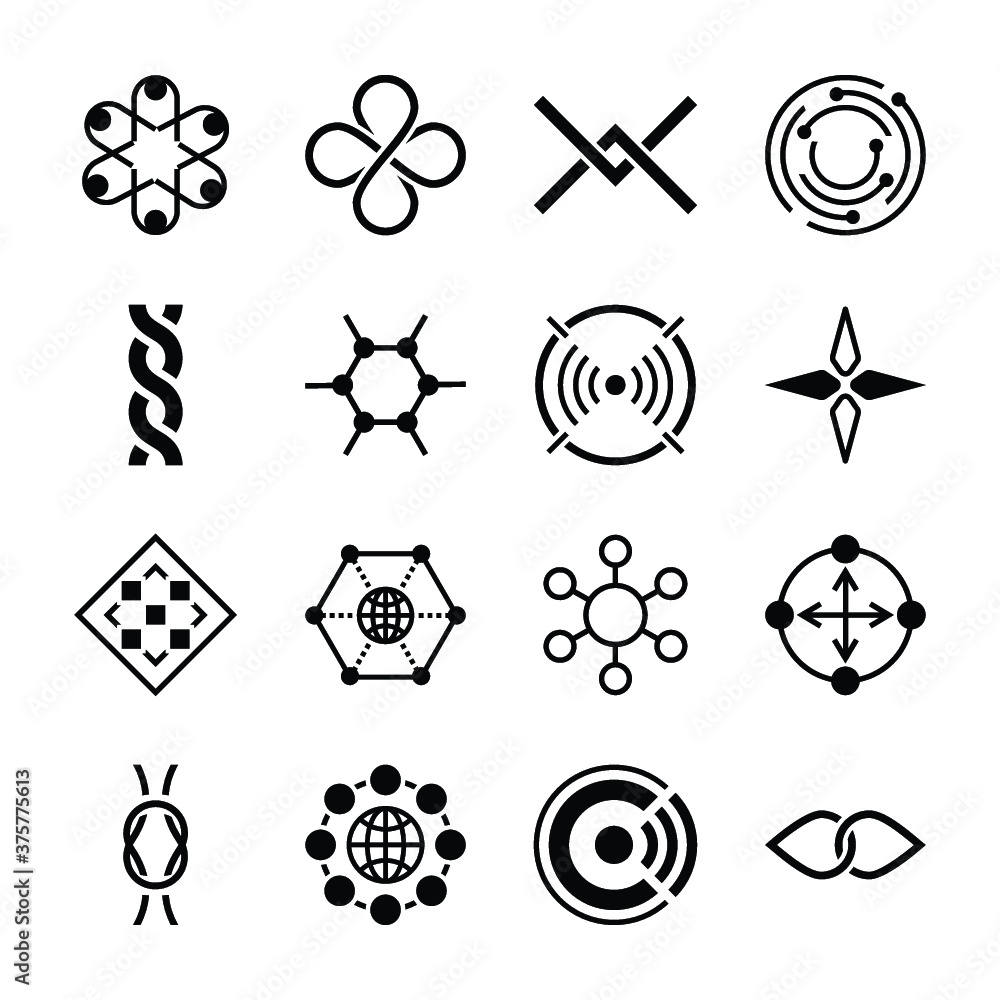 Connection Symbols Icons Pack Stock Vector | Adobe Stock