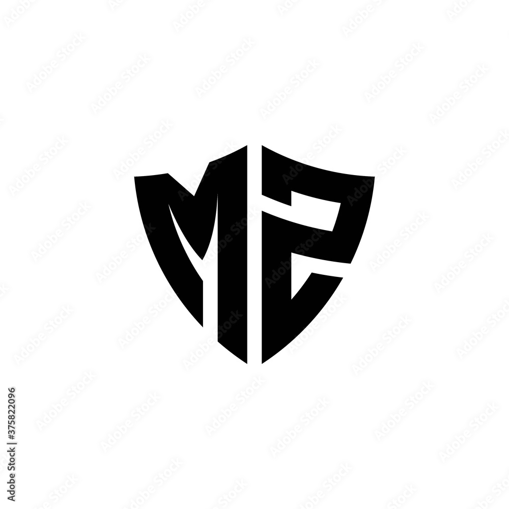 MZ monogram logo with shield shape design template Stock Vector | Adobe ...