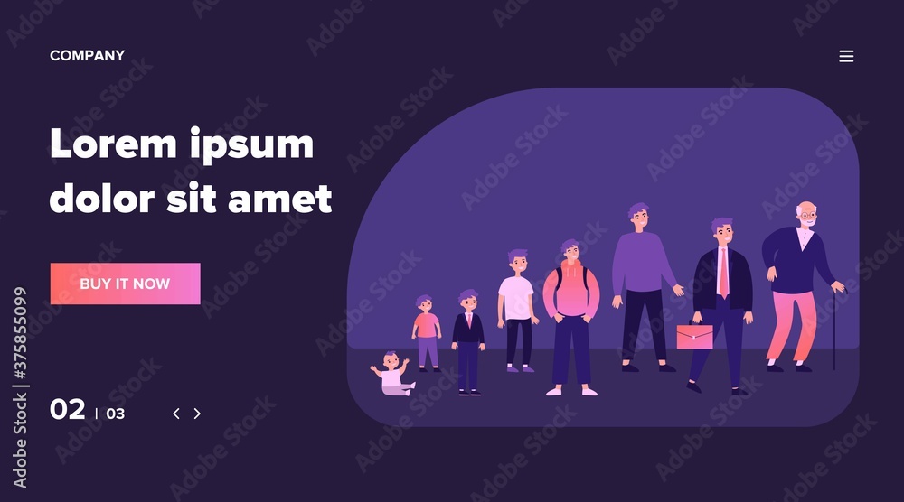 Man growth stages and lifecycle. Evolution from toddler to old man. Boy ...