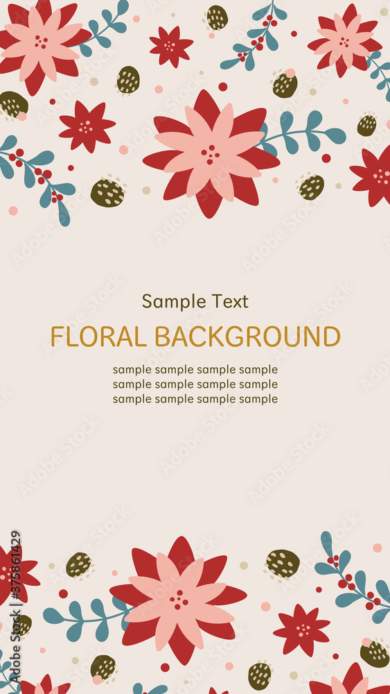 Vertical rectangle banner design with winter floral background. Can be ...
